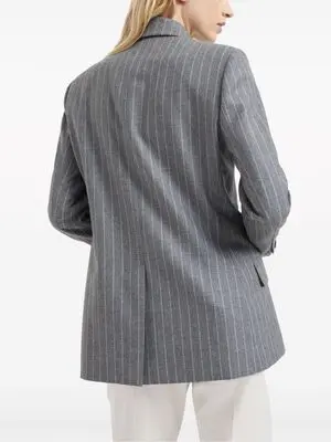Brunello Cucinelli Pinstripe Double-breasted Blazer - Grey