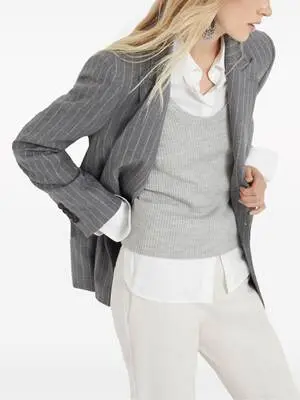 Brunello Cucinelli Pinstripe Double-breasted Blazer - Grey