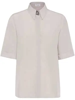 Brunello Cucinelli Monili Bead-embellished Silk Shirt - Pink