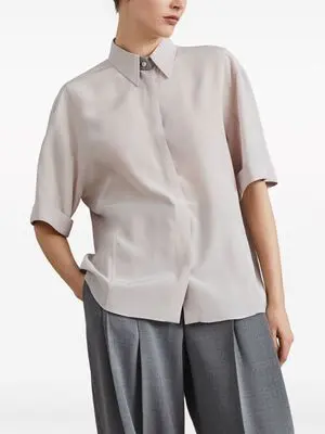 Brunello Cucinelli Monili Bead-embellished Silk Shirt - Pink