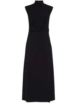 Brunello Cucinelli High-neck Draped Midi Dress