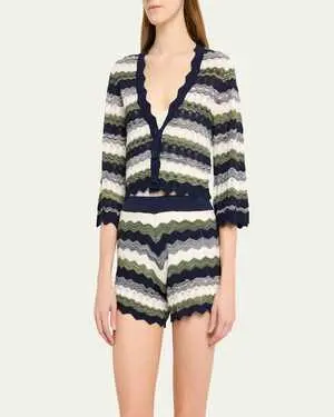 Ramy Brook Nell Wavy Knit Cardigan