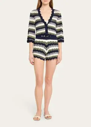 Ramy Brook Nell Wavy Knit Cardigan