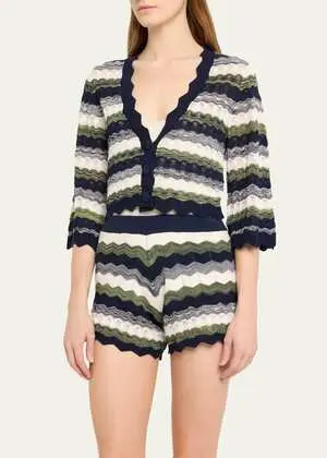 Ramy Brook Nell Wavy Knit Cardigan