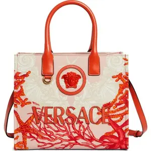 Versace La Medusa Small Barocco Sea Tote Coral Multicolor-versace Gold