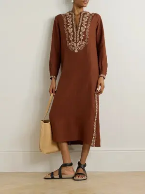 Loro Piana Embroidered Linen Kaftan