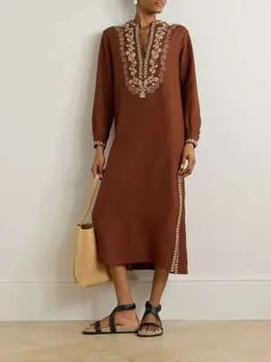 Loro Piana Embroidered Linen Kaftan