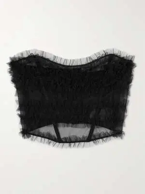 Alessandra Rich Ruched Tulle Bustier Top