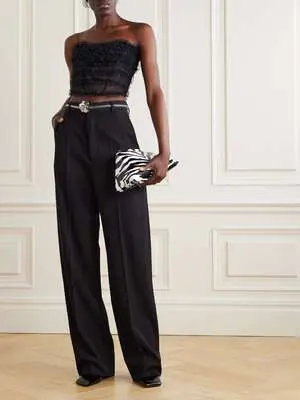 Alessandra Rich Ruched Tulle Bustier Top