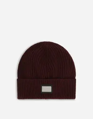 Dolce & Gabbana Knit Hat With Logo Tag - Bordeaux
