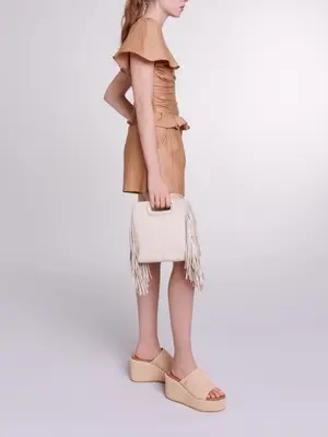 Maje Linen Top With Ruffled Hem