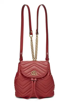 Gucci Leather Gg Marmont Backpack - Red