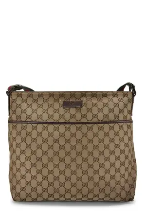 Gucci Original Gg Canvas Web Pocket Messenger Bag - Brown