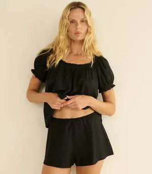 DÔEN Loren Linen Short - Black