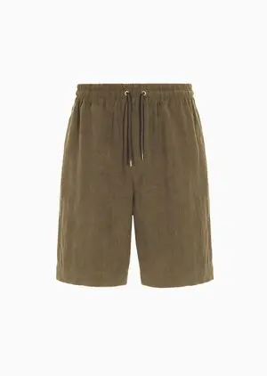 Giorgio Armani Linen Canvas Bermuda Shorts Green