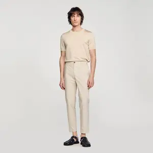 Sandro Cotton Carrot-cut Trousers - Light Grey