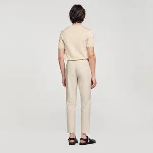 Sandro Cotton Carrot-cut Trousers - Light Grey