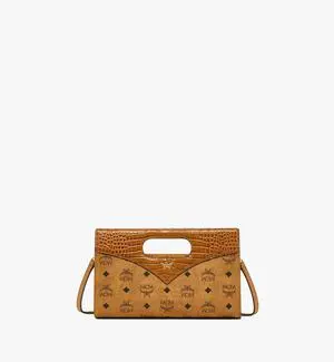 Mcm Visetos And Croco-leather Diamond Bag