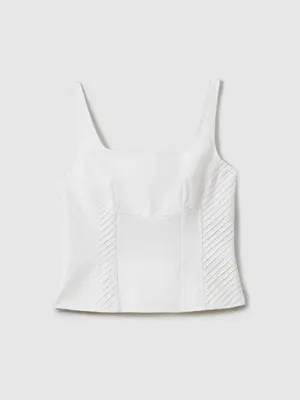 REISS Mirabelle Linen Corset Vest