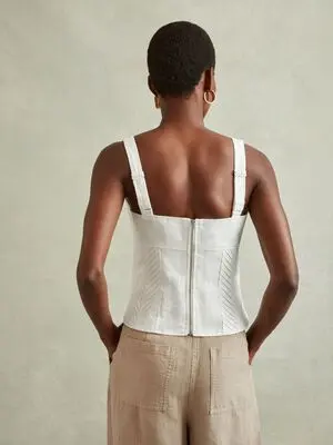 REISS Mirabelle Linen Corset Vest