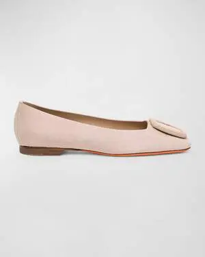 Santoni Maya Suede Ballerina Flats