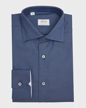 Brioni Ventiquattro Tic Weave Dress Shirt Navy