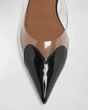 Alaïa Coeur Heart Slingback Ballerina Flats - Black