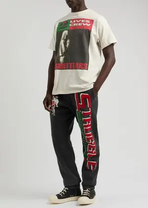 SAINT MXXXXXX Denim Tears Struggle Printed Cotton Sweatpants
