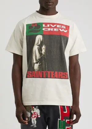 SAINT Mxxxxxx×DENIM TEARS L/S T shirt SAINT MXXXXXX Denim Tears Printed Cotton T-shirt - White