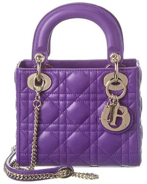 Dior Dior Lady Dior Medium Leather Tote - Purple