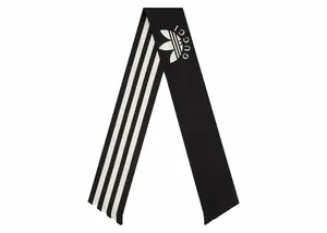 Gucci X Adidas Striped Silk Neck Bow - Black/ivory