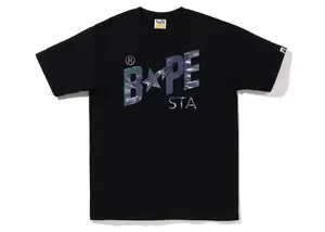 A BATHING APE Tie Dye Sta Logo Tee Shirt Black Purple