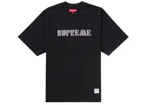 Supreme Stencil Embroidered Short Sleeve Top - Black