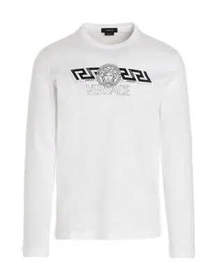Versace Logo Print Long Sleeves T-shirt