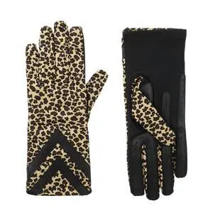 ISOTONER Smartdri Chevron Stretch Touchscreen Gloves In Leopard Print - Black