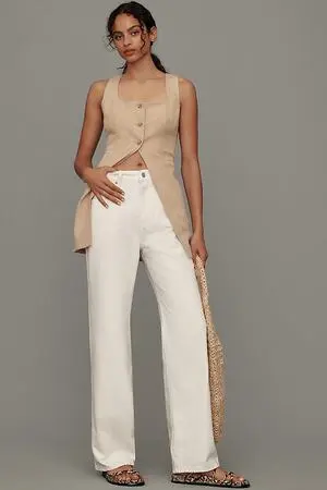 REFORMATION Val 90s Mid-Rise Straight Jeans Beige