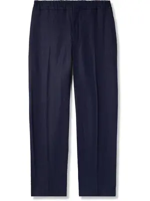 Zegna Tapered Oasi Linen Trousers - Blue