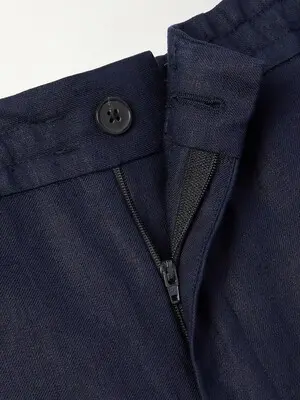 Zegna Tapered Oasi Linen Trousers - Blue