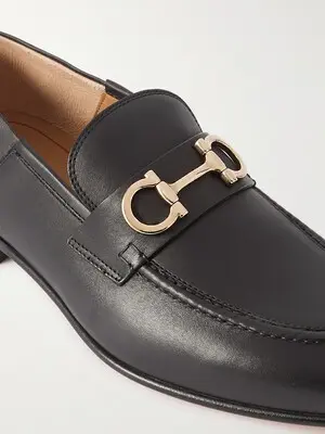 FERRAGAMO Embellished Collapsible-heel Leather Loafers