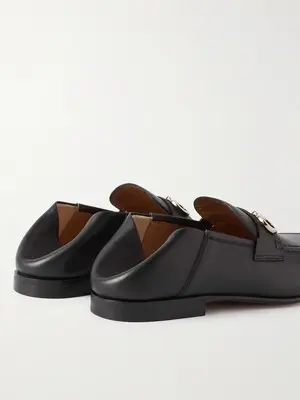 FERRAGAMO Embellished Collapsible-heel Leather Loafers