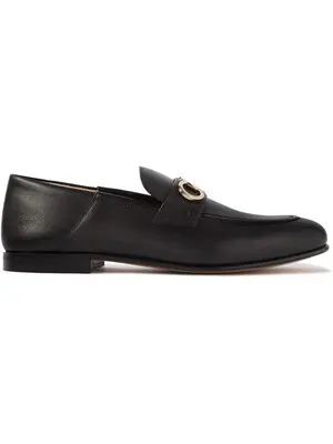 FERRAGAMO Embellished Collapsible-heel Leather Loafers