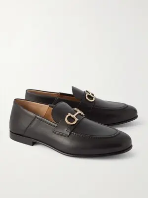 FERRAGAMO Embellished Collapsible-heel Leather Loafers