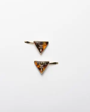 Prada Plexiglas And Metal Barrette - Neutral