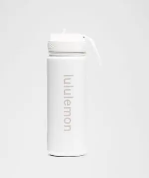 Lululemon Back To Life Sport Bottle 18oz Straw Lid White/starlight