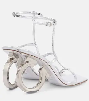 FERRAGAMO Elina 105 Metallic Leather Sandals - Silver
