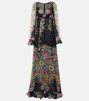 Etro Floral Silk Chiffon Gown - Black