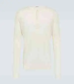 Auralee Wool And Silk Henley Shirt - White