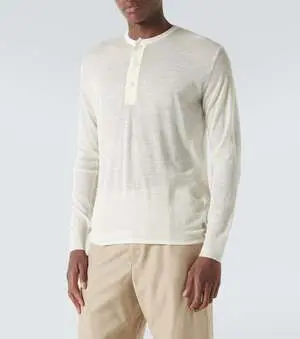 Auralee Wool And Silk Henley Shirt