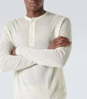 Auralee Wool And Silk Henley Shirt
