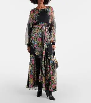 Etro Floral Silk Gown - Black